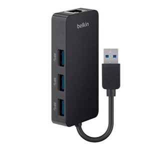 belkin usb 3.0 hub w/ 3 usb ports & gigabit ethernet - usb splitter - usb hub 3.0 - usb docking station - ethernet adapter for laptop - usb adapter - usb hub for laptop - usb ethernet adapter - black