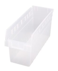 quantum qsb804cl store-max shelf bin, 17-7/8" length x 6-5/8" width x 8" height, clear, pack of 20