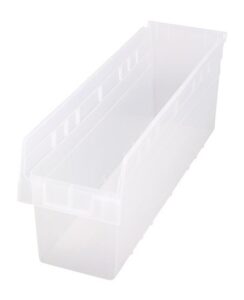 quantum qsb806cl store-max shelf bin, 23-5/8" length x 6-5/8" width x 8" height, clear, pack of 8