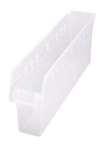 quantum qsb805cl store-max shelf bin, 23-5/8" length x 4-1/8" width x 8" height, clear, pack of 16