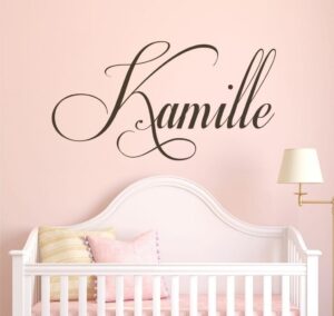 nursery custom name wall decal sticker, 28" w girl name wall decal, girls name, wall decor, personalized, girls name decor, girls nursery, girls bedroom, plus free white hello door decal