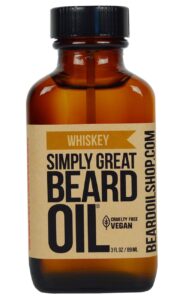 simply great beard oil - whiskey scented - holiday gifts - stocking stuffers - beard conditioner 3 oz easy applicator - natural - vegan and cruelty free care for beards