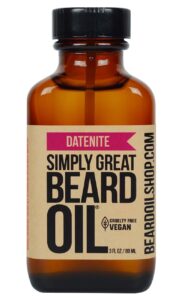 simply great beard oil - datenite scented beard oil - beard conditioner 3 oz easy applicator - natural - vegan and cruelty free care for beards - america's favorite