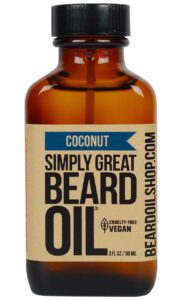 simply great beard oil - coconut scented beard oil - beard conditioner 3 oz easy applicator - natural - vegan and cruelty free care for beards - america's favorite - gifts for men with beards