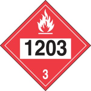 accuformnmc hazard class 3 "1203" (gasoline) 4-digit dot placard, 10.75" x 10.75" adhesive vinyl, made in the usa, 1 count, mpl733vs1