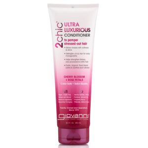 giovanni 2chic ultra-luxurious conditioner - calms & smooths curly & wavy hair, silkens tresses, strengthens over processed hair, helps detangle, color safe, cherry blossom & rose petals - 8.5 oz