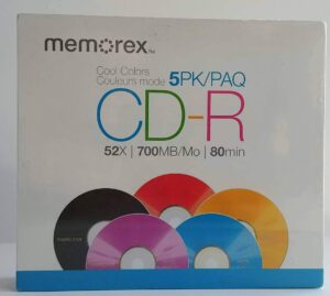 memorex cool colors cd-r 52x 700mb 80 min (5 pack)