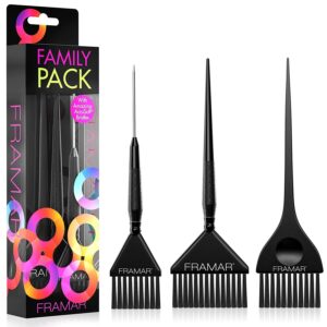 framar family hair color brush set - hair dye brush kit, hair coloring brush, hair dying brush to apply hair color, hair color brushes bulk, hair tint brush, tint brushes for hair color - 3 pack