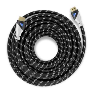 aurum ultra 4k hdmi cable 25 ft braided high-speed hdmi cord supports tv, gaming, ethernet, hdr, arc, uhd, 3d, hdtv, 10.2 gbps compatible with pc, laptop ps3, ps4, xbox, roku, blue-ray, 2 pack