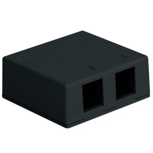 icc surface mount box with 2 ports, black, single