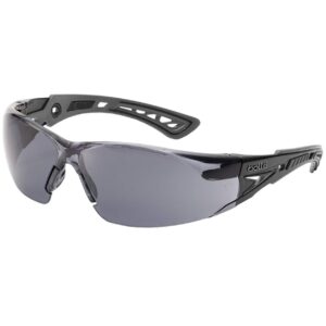 bolle-40208 safety rush+ safety glasses, black & grey frame, smoke lenses