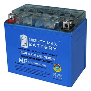 mighty max battery ytx12-bsgel -12 volt 10 ah, gel type, 180 cca, rechargeable maintenance free sla agm motorcycle battery