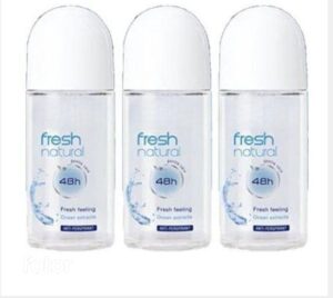 fresh natural 48 hours deodorant roll on 50 ml | (3 pack)