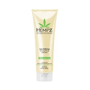 hempz age defying renewing herbal body wash, 8.5 oz., with shea butter, ginseng - anti-aging, fragranced shower gel with pure hemp seed oil, algae for sensitive skin - premium personal care products