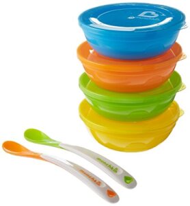 munchkin 43877 4 bowls/lids 2 spoons love-a-bowls set