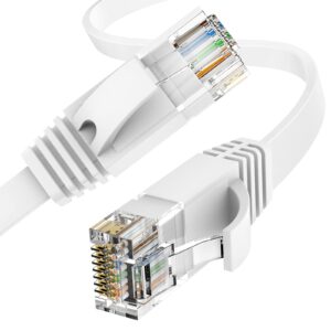 siricook cat 6 ethernet cable high speed 125 ft, flat internet network patch cord support 1gbps 250 mhz, rj45 connectors for router, modem, faster than cat5e cat5 white 125ft