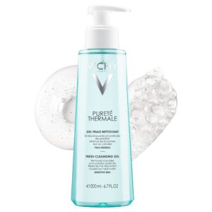 vichy pureté thermale fresh cleansing gel face wash, facial cleanser & makeup remover with vitamin b5 to cleanse & remove impurities , 6.76 fl oz (pack of 1)