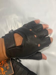 milwaukee leather sh851 men's black leather gel padded palm fingerless motorcycle hand gloves made w/ ‘genuine usa deerskin’ - large