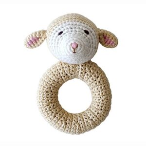 organic baby toys - cheengoo lamb ring rattle