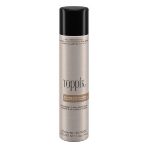 toppik colored hair thickener, light brown, volumizing root touch up concealer hair color spray, colored spray for root touch up, cover up, hair thickening, hair building fiber spray, 5.1oz spray