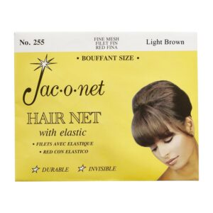 jac-o-net hair net tiny mesh bouffant/large size, light brown,1 net per pack [pack of 12]