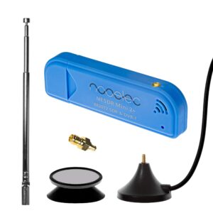 nooelec nesdr mini 2+ 0.5ppm tcxo rtl-sdr & ads-b usb receiver set w/antenna, mount & female sma adapter. rtl2832u & r820t2 tuner. low-cost software defined radio for windows, mac os & linux