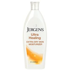 jergens ultra healing dry skin moisturizer, body lotion for absorption into extra dry skin, use after washing hands, 10 ounce, with hydralucence blend, vitamins c, e, and b5