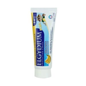 elgydium kids toothpaste gel with fluorinol 2 - 6 year olds banana flavor 50 ml