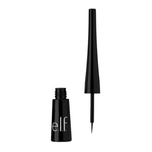 e.l.f. liquid eyeliner, high-pigment liquid eyeliner with extra-fine brush tip, easy glide smudge-proof formula, jet black