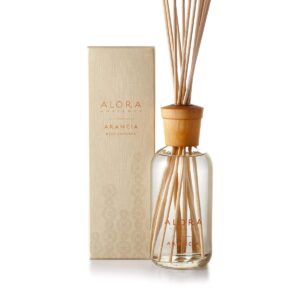 alora ambiance arancia 8 oz reed diffuser | long-lasting feminine citrus floral fragrance | beautifully designed for any space