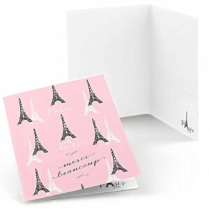 big dot of happiness paris, ooh la la - paris themed baby shower or birthday party thank you cards (8 count)