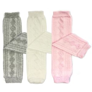 bowbear 3 pair little girls cable knit argyle leg warmers