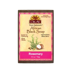 okay pure naturals african black soap rosemary 5.5oz / 156gr