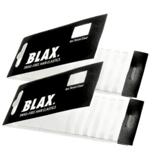 blax clear snag-free hair elastics 4mm, 8 count (2-pack)