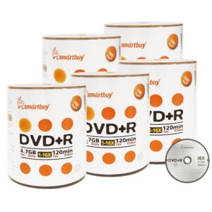 smart buy 500 pack dvd+r 4.7gb 16x logo blank data video movie recordable disc, 500 disc 500pk