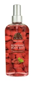 okay fragrance raspberry blush body mist - body spray for women, light perfume mist for skin, clean refreshing scent, uplifting and fruity, silicone and paraben free - 8 fl oz