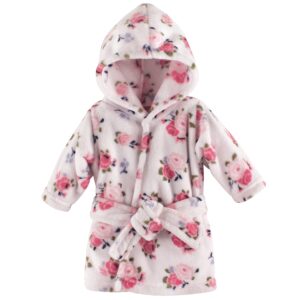 luvable friends unisex baby plush bathrobe, floral, 0-9m