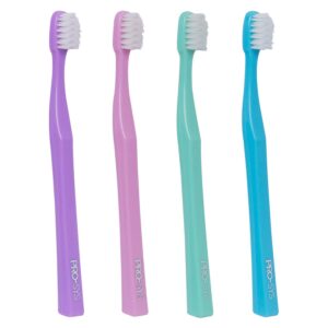 pro-sys® extra soft toothbrush with double tapered bristles for extra sensitive gums, pack of 4 (ada accepted)