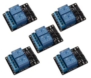 daoki 5pcs 2 channel dc 5v relay module with optocoupler low level trigger expansion board compatible with arduino