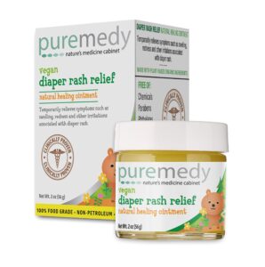 puremedy baby diaper rash healing ointment, all natural vegan homeopathic balm soothes and relieves symptoms of dry itchy flaky red skin - 2 oz (pack of 1)