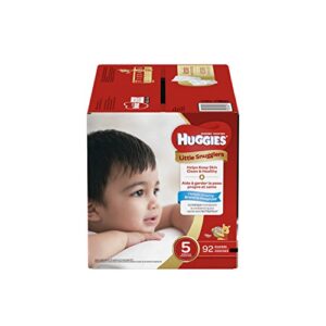 huggies little snugglers baby diapers, size 5, 92 count, giant pack (packaging may vary)