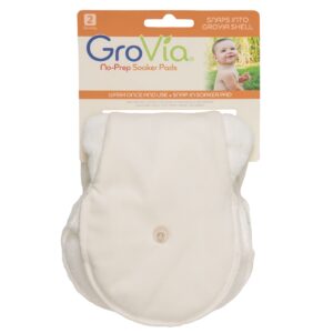 grovia no-prep reusable soaker pad for baby cloth diapering hybrid diaper shell (2 count)