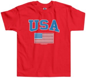 threadrock little boys' usa text and american flag toddler t-shirt 4t red