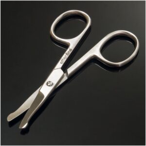 effenfine hair scissors for trimming - safely trim nose ears eyebrows mustaches and beards, german stainless steel scissors with safety tips