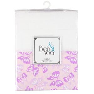 kushies baby ben & noa percale crib skirt, pink butterfly