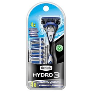 schick hydro 3 razor for men value pack with 4 razor blade refills