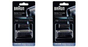 braun 10b/20b 1000/2000 series freecontrol series 1 shaver foil and cutter head replacement pack, 2 count