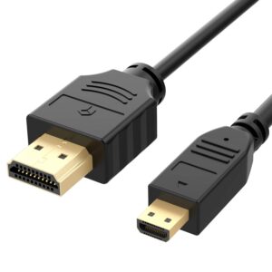 rankie micro hdmi male to hdmi male cable, compatible with gopro hero, canon/nikon/sony camera, 6 feet (black)