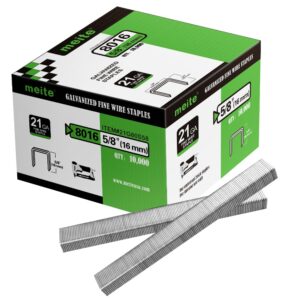 meite 21 gauge 1/2-inch crown with 5/8-inch length upholstery staples galvanized fine wire staples compatible for mt8016 stapler (10,000 pcs/box)