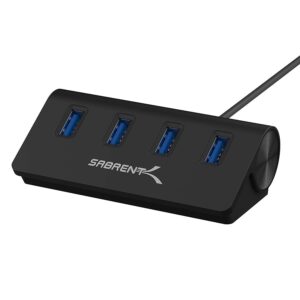 sabrent 4-port usb 3.0 hub - aluminum design, portable data hub with 2.5ft cable for imac, macbook, pc - black (hb-mc3b)